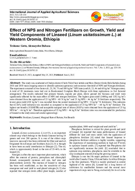 pdf effect of nps and nitrogen fertilizers on growth yield and yield