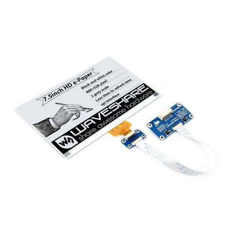 7 5inch hd e paper e ink display hat for raspberry pi 880×528 black white spi ws 18166