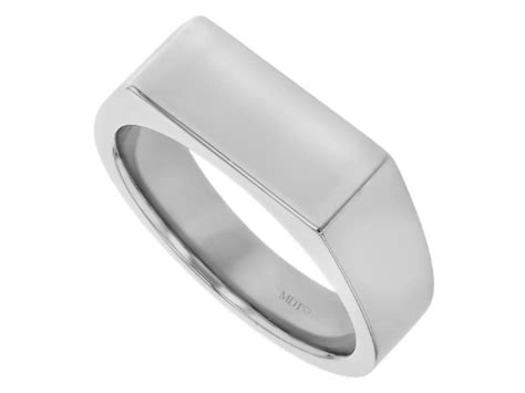 18ct White Gold Mens Signet Ring Mdt Design