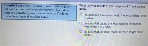 Solved Sample Response The Men Who Ate The Lotus Plant What Did You