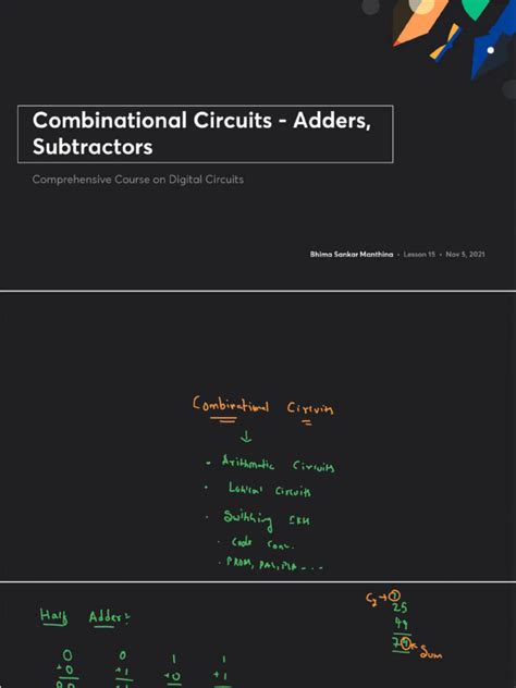 Combinational Circuits Adders Subtractors With Anno Pdf