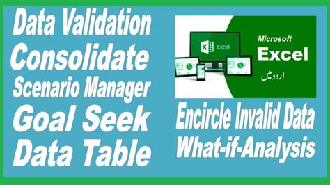 data validation consolidate scenario manager and goal seek data table