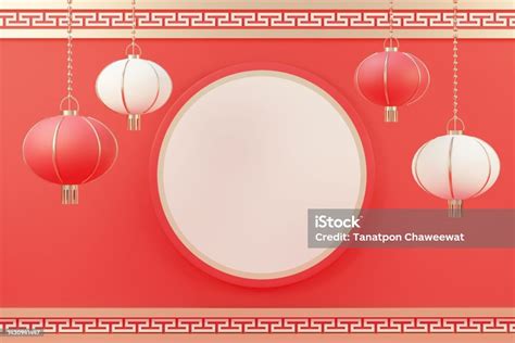 3d 모의 및 중국 전통 배경과 디스플레이 제품을위한 흰색 빈 실린더 프레임의 상단보기를 렌더링합니다 음력설에 대한 스톡 사진 및 기타 이미지 Istock