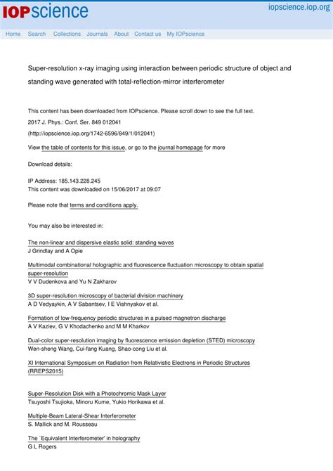 Pdf Super Resolution X Ray Imaging Using Interaction Between Periodic