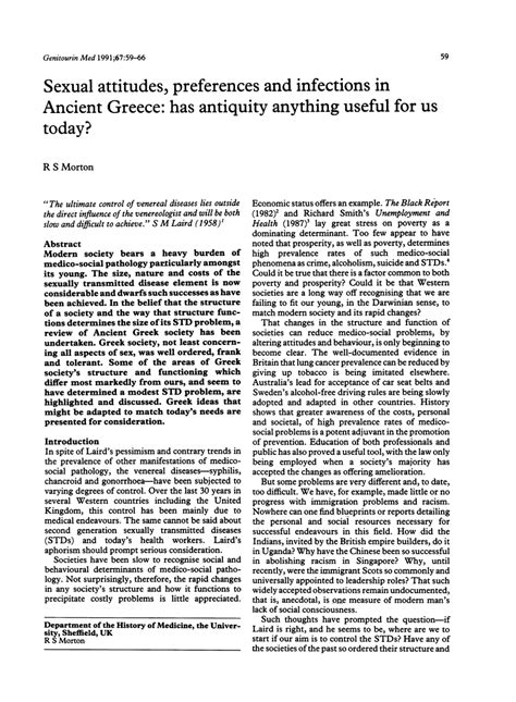 Sexual Attitudes Preferences And Infections In Ancient Greece Has