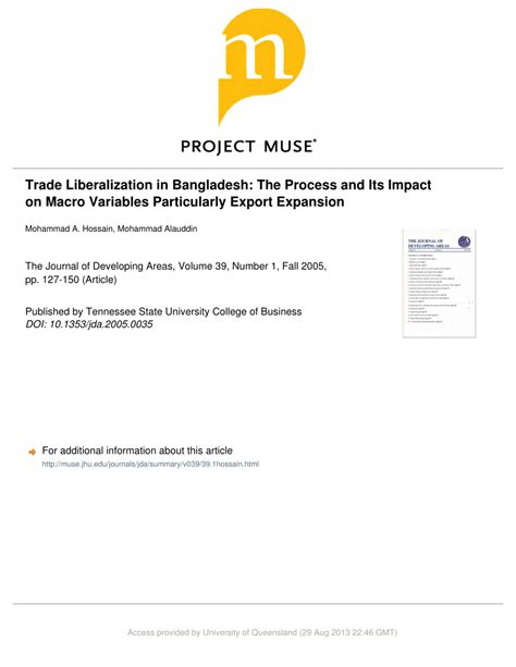 Pdf Trade Liberalization In Bangladesh The Process And Its Impact On Macro Variables
