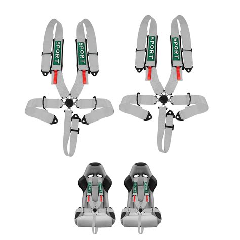 Bestzheyu Compatible For Silver 5 Point Racing Safety Harness Set With
