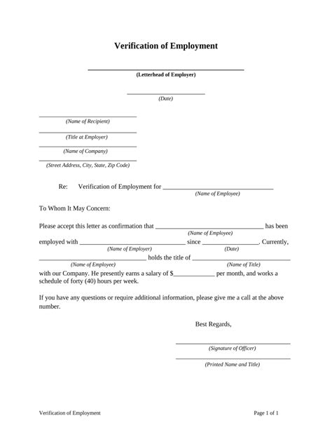 Printable Employment Verification Form Complete With Ease Airslate