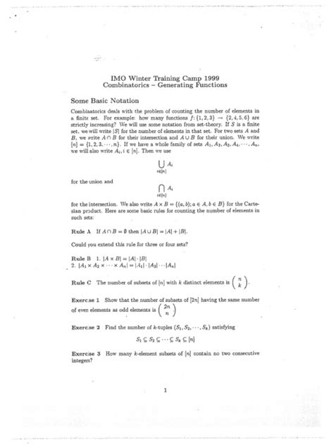 Combinatoricsgeneratingfunctions X Canada 1999 Pdf