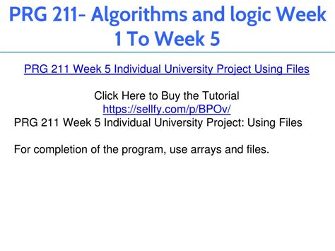 ppt prg 211 algorithms and logic week 1 to week 5 powerpoint
