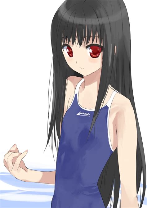 Safebooru Black Hair Competition Swimsuit Flat Chest Kusaka Kusaka