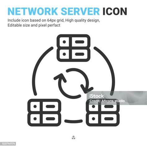 흰색 배경에서 격리된 윤곽선 스타일이 있는 네트워크 서버 아이콘 벡터입니다 디지털 It 로고 산업 기술 앱 웹 및 프로젝트를 위한 벡터 일러스트 네트워킹 기호 기호 아이콘