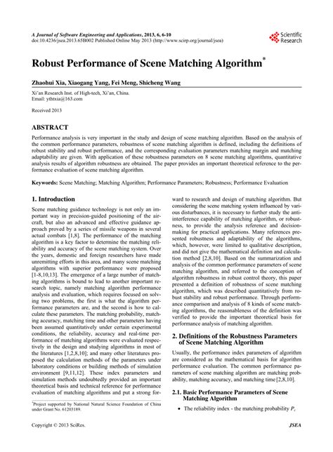 Pdf Robust Performance Of Scene Matching Algorithm