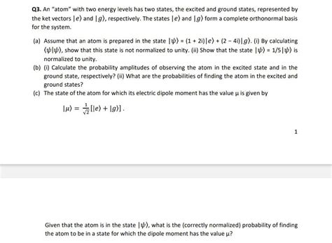 Solved Q3 An Atom With Two Energy Levels Has Two States