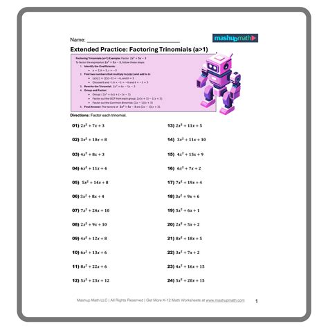 Factoring Trinomials Worksheet Library — Mashup Math