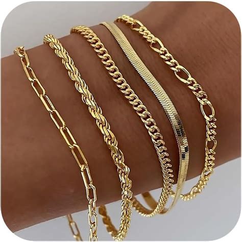 Dearmay Gold Bracelets For Women Waterproof 14k Real Gold Plated Jewelry Sets F