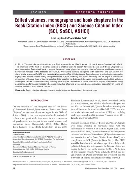 Pdf “books” And “book Chapters” In The Book Citation Index Bkci And