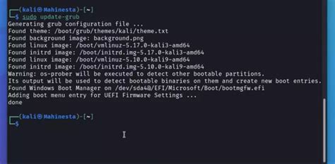 list windows 10 in the kali linux grub with os prober