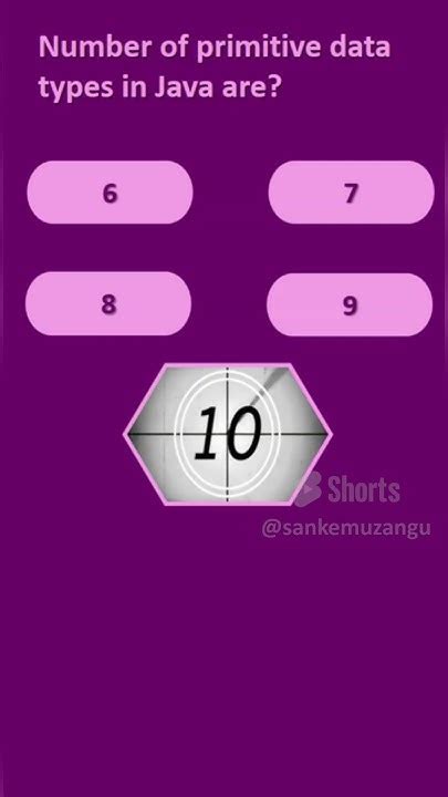 Number Of Primitive Data Types In Java Are Java Quiz Sm Sanke Muzangu Youtube