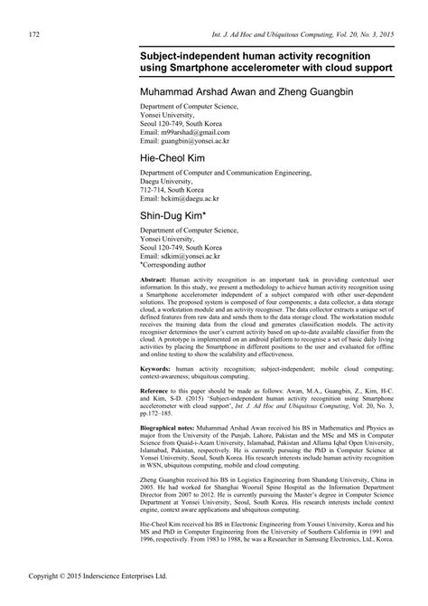 Pdf Subject‐independent Human Activity Recognition Using Smartphone Accelerometer With Cloud