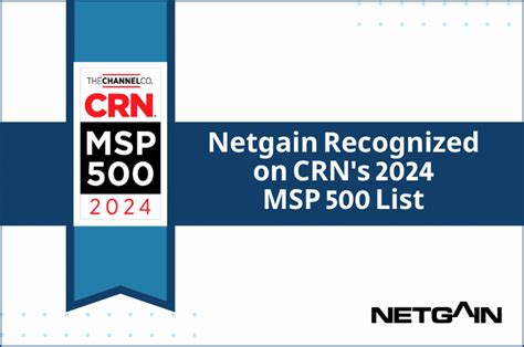 Netgain Recognized On CRN S 2024 MSP 500 List Netgain Cloud