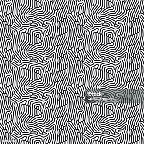 둥근 선과 유기 산호 배경 확산 반응 원활한 패턴 생물학적 모양의 선형 설계 흑백의 추상 벡터 그림입니다 검은색에 대한 스톡 벡터 아트 및 기타 이미지 Istock