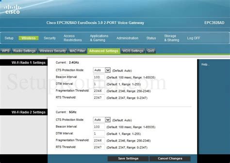 Cisco EPC AD Screenshot WirelessAdvancedSettings Cisco EPC AD Screenshot WirelessAdvancedSettings