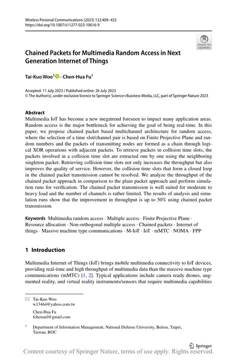 Chained Packets For Multimedia Random Access In Next Generation Internet Of Things