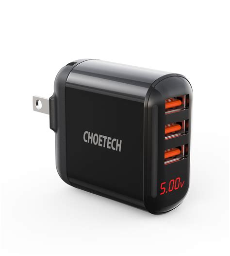 Usb Wall Charger Triple Port Usb Plug With Foldable Plug And Led
