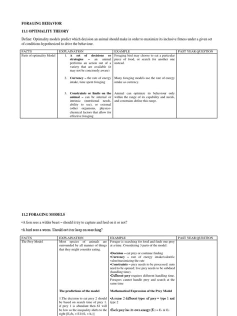 Foraging Behavior 11 1 Optimality Theory Pdf Foraging Fungus