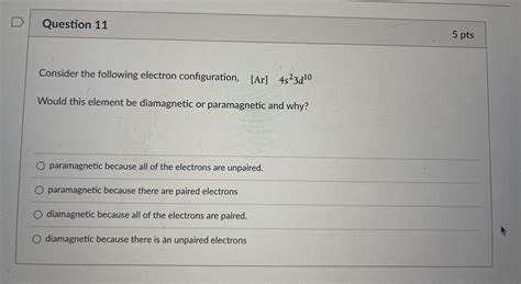 Solved Consider The Following Electron Configuration Ar