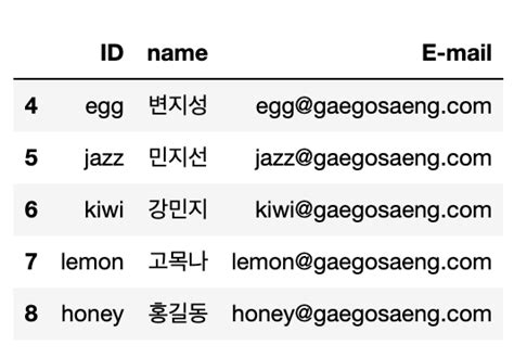pandas dataframe 데이터프레임 정보 조회 방법들