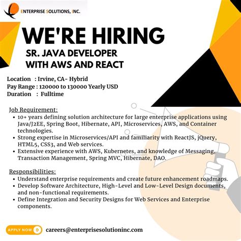 Enterprise Solutions Inc On Linkedin Javadeveloper Aws React
