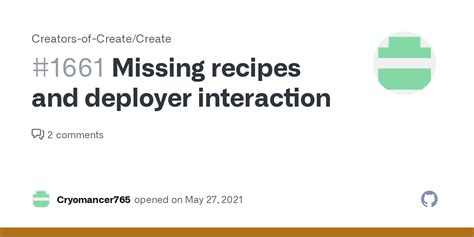 missing recipes and deployer interaction · issue 1661 · creators of