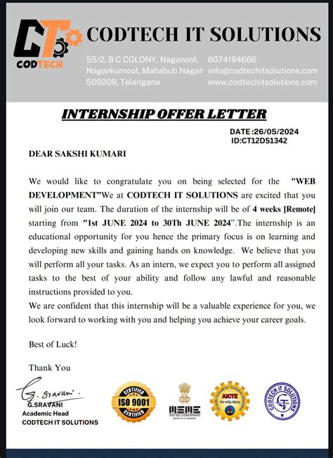 Sakshi Kumari On Linkedin Codtechitsolution