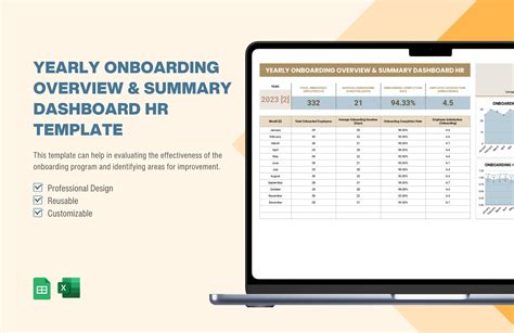 Yearly Onboarding Overview Summary Dashboard HR Template In Excel Google Sheets Download