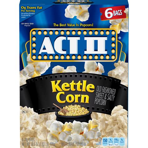 Act Ii Kettle Corn Microwave Popcorn 275 Oz 6 Count