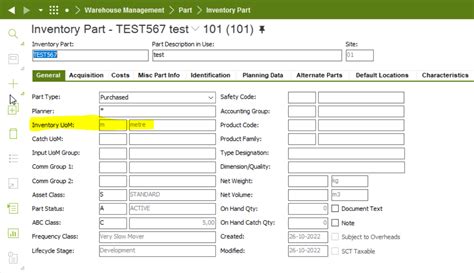 inventory uom is getting fetched automatically while creating an inventory part ifs community