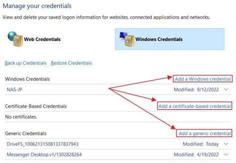 what is windows credential manager add edit save restore your passwords