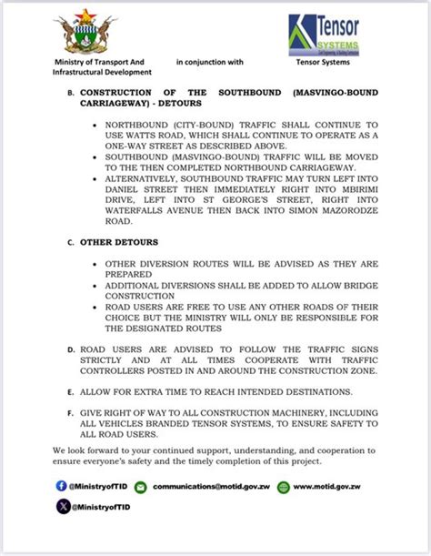 Attention Motorists Temporary Closure Of Simon Mazorodze Road Zimtimes