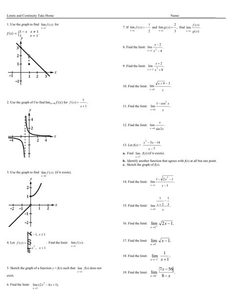 Limits And Continuity Take Home
