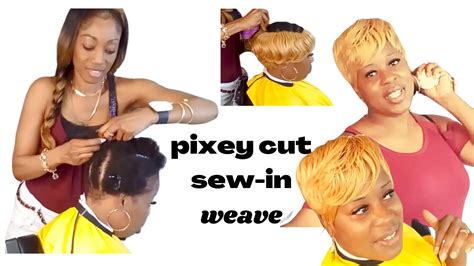 How To Sew In Pixie Cut Weave Hairstyle Shellyarellahairtv