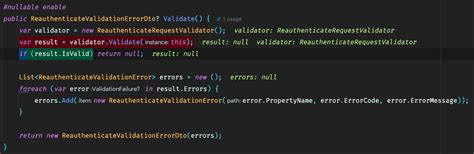 validationresult of validator validate is null · issue 1673 · fluentvalidation