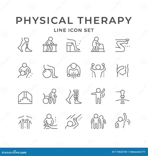 Set Line Icons Of Physical Therapy Stock Vector Illustration Of Medicine Health 173623755