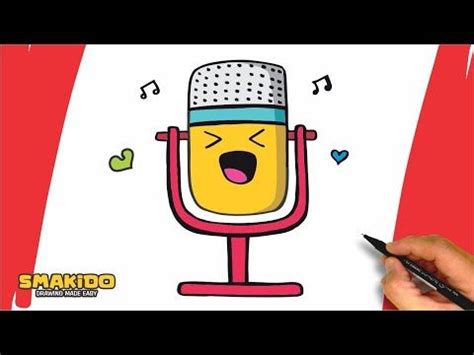 How To Draw A Cute Microphone Step By Step Simple Microphone Drawing Microphone Drawing