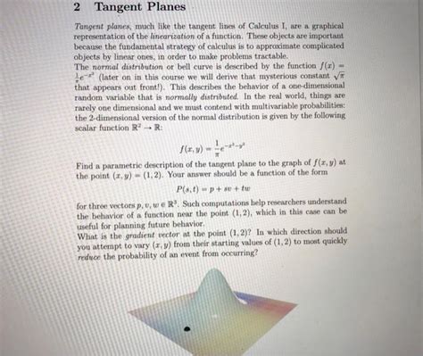 Solved 2 Tangent Planes Tangent Planes Much Like The