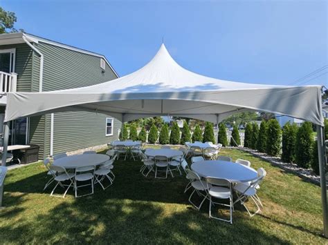 40 Guest 20x20 High Peak Tent Package With Round Tables Garden State