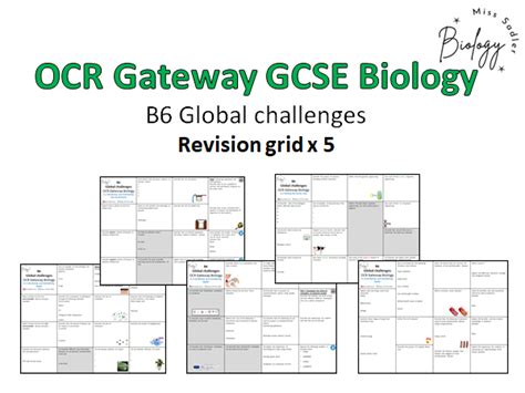 Ocr Gateway Biology Gcse Revision Grid B6 Global Challenges Teaching Resources