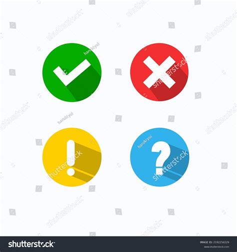 Set Flat Round Check Mark Exclamation Stock Vector Royalty Free Shutterstock
