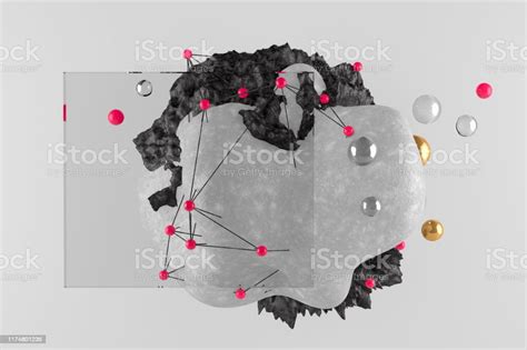 추상 석조 개체 및 구가있는 3d 빈 유리 프레임 3차원 형태에 대한 스톡 사진 및 기타 이미지 3차원 형태 구 돌 건축자재 Istock